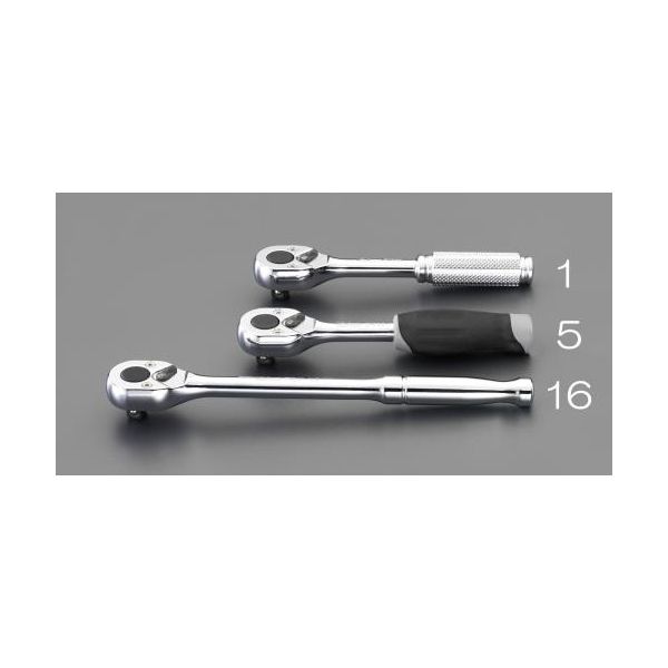 エスコメーカーお問い合わせ：06-6532-6226●差込角…1/4”●全長…110mm●送り角…18°●左右切替式