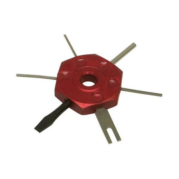 エスコメーカーお問い合わせ：06-6532-6226●サイズ(mm)…先端1：1.7×26先端2：1.6×26先端3：3.4×26先端4：2.1×26先端5：8×21先端6：4.6×26●ボディ対辺…39mm●用途…コネクターからワイヤーを...