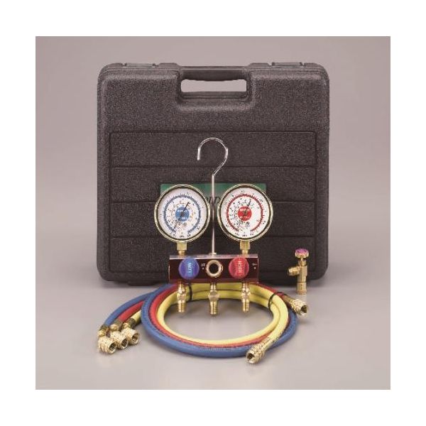 エスコメーカーお問い合わせ：06-6532-6226●ゲージ径…φ80mm●圧力計…-0.1〜5.3MPa●連成計…-0.1〜3.8MPa●接続ポート径…UNF1/2-20(5/16”フレア)●ゲージはゼロ調整ねじ付●文字盤が大きく圧力目盛...