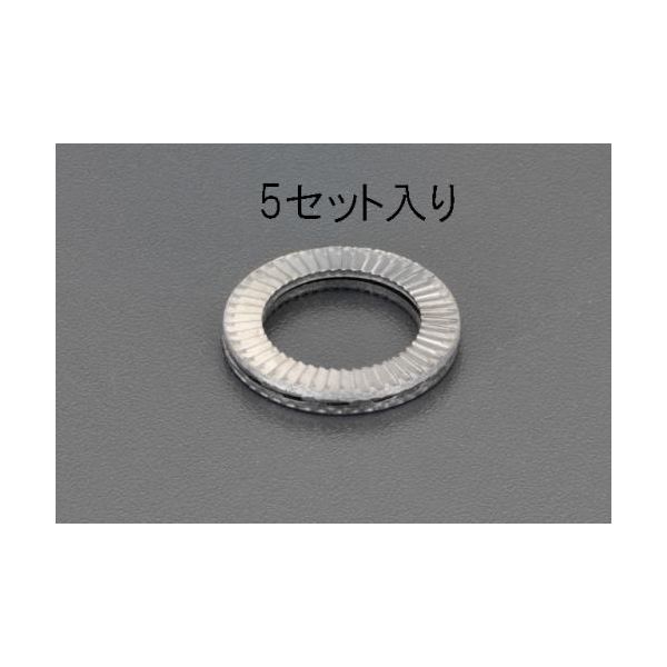 エスコメーカーお問い合わせ：06-6532-6226●材質…ステンレス（SUS316L相当）●内径…10.7mm●外径…16.6mm●厚み…2.2mm●入数…5セット●振動や衝撃によるボルトのゆるみに耐えます。