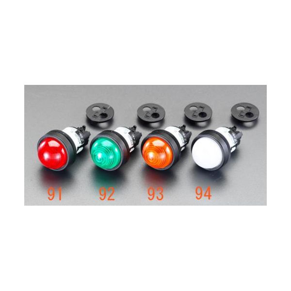 ●富士電機●パネルカットφ22、φ25mm兼用●φ22mm表示燈●LED AC/DC24V球付●材質…本体：ポリカーボネイト●色…赤●定格電圧…AC/DC24V●型式…DR22D0L-E3　