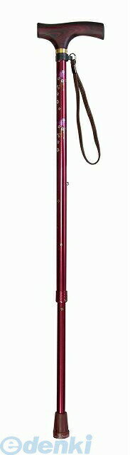 【商品説明】上品な花柄伸縮ステッキです。●表面はアルマイト処理、鏡面研磨加工で傷が付きにくい加工済。●［サイズ］●支柱φ1.9×全長65?85cm（11段階調節）[改行]●［スペック・材質］●本体：アルミ●グリップ：楓●足ゴム：合成ゴム