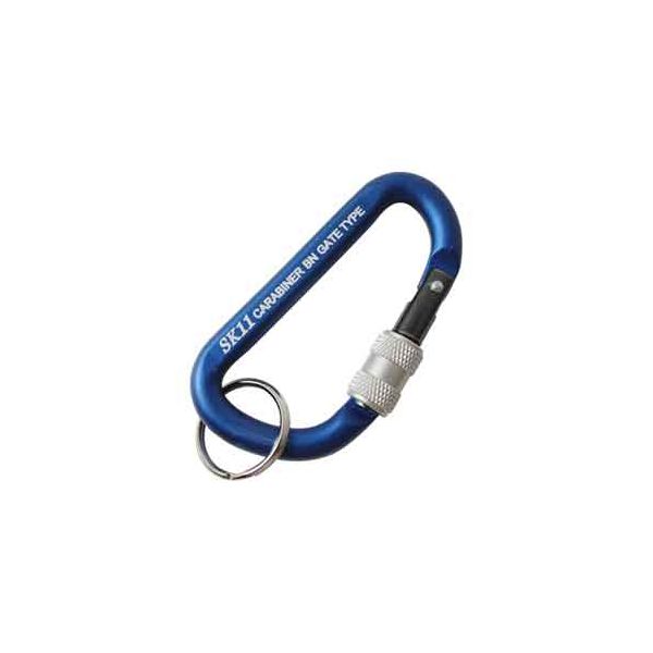【用途】簡易工具つりさげ。【機能・特徴】脱落防止ネジロック機構で落下を防ぎます。【仕様】●6×60mm。●色：ブルー。●アルミ二ウム。【注意事項ほか】本品は簡易に工具などをつりさげるもので、登山用ではありません。損傷摩耗などで変形した場合に...