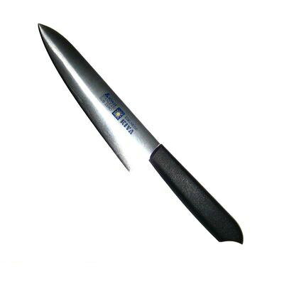 ●外寸1：305●重量：95g●板厚厚み：背:1.8●材質1：ステンレス刃物鋼●材質2：ABS樹脂●刃渡り：18cm●錆の原因となるカーボンの量を従来鋼の半分に抑え耐蝕性を向上し靭性が増し、しかも研ぎやすくなりました。●両刃●1辺(mm)：...