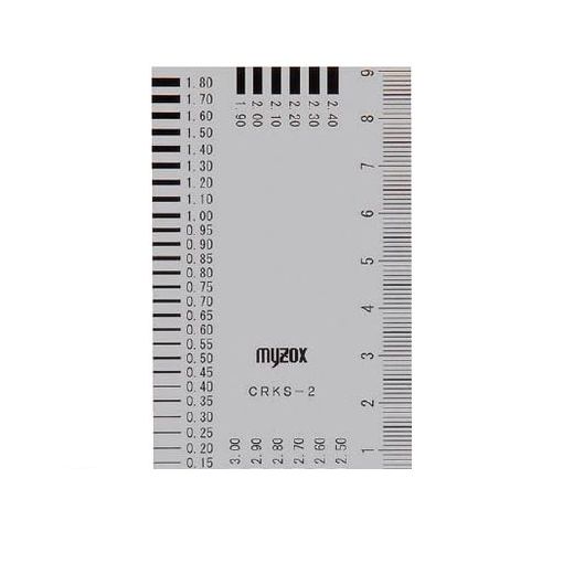 &nbsp; マイゾックス &nbsp; 0561-62-8151 ●コンクリート製品、構造物のひび割れ寸法を、簡単・正確に測定出来ます。●携帯に便利な名刺サイズ。●コンクリートのヒビ割れの測定●サイズ（mm）：55×91●測定目盛：0.1...