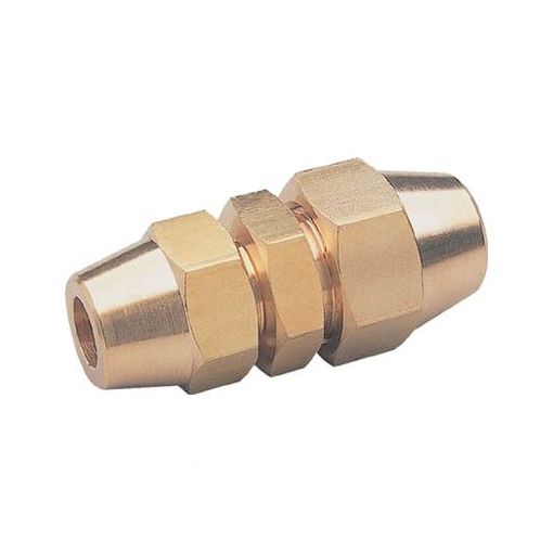 ●異なるフレアー加工銅管サイズの接続に●銅管用継手。●寸法(mm)L:49●寸法(mm)L1:-●銅管:φ6.35×φ9.53●質量(g):80.0●使用流体:水・空気・油●流体温度:-50〜150℃●使用圧力:3.45MPa●黄銅(C36...