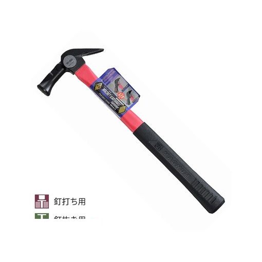 【商品説明】強力マグネット内蔵強力マグネットを内蔵しています。グラスファイバー柄タイプ。【製品仕様】■用途：釘打ち用、釘抜き用■呼称サイズ：止無小■口径：27φ【材質】頭部：炭素鋼柄部：グラスファイバー柄