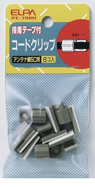 &nbsp; 朝日電器 &nbsp; 042-473-0159 【商品説明】【仕様】●適合ケーブル：5C●入数：8●付属品：粘着テープ●【特徴】●クギを打ちたくない所や狭い場所、タイル、ガラス面などでご使用ください。●同軸ケーブル用●サイズ...
