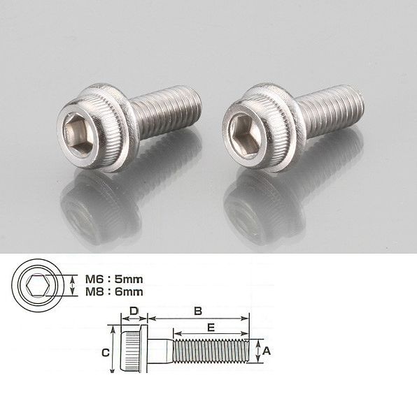 【商品説明】●汎用●M8×40●P1.25ステンレス●寸法A：8●寸法B：40●寸法C：17●寸法D：8●寸法E：22●入り数：1●　