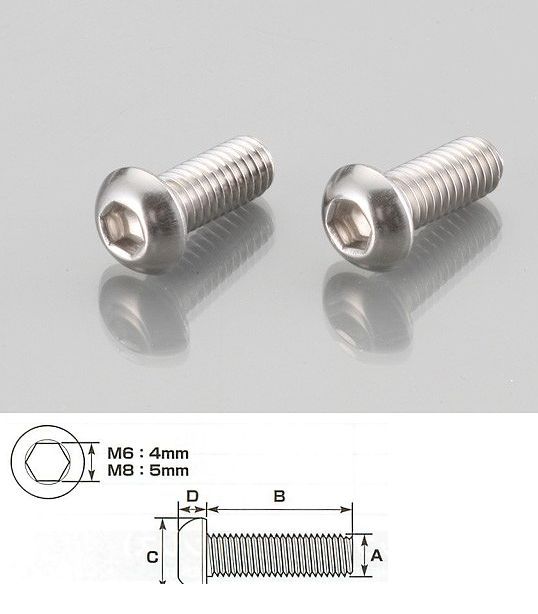 【商品説明】●汎用●M6×12●P1.0●寸法A：6●寸法B：12●寸法C：10.5●寸法D：3.5●入り数：2●○材質：ステンレス製●　