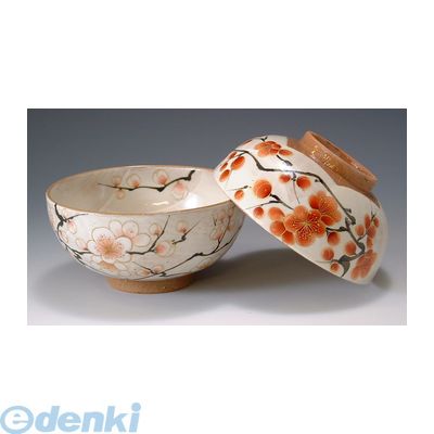 【商品説明】●紅白梅のお目出度い柄が鮮やかな色彩で描かれた御飯茶碗。赤のボカシが絵に奥行きを持たせ広がりを感じます。柔らかな雰囲気の白化粧が器に温かみを持たせています。●材質：陶器（京焼・清水焼）、日本製●寸法（約）：大Φ125×H60、小...