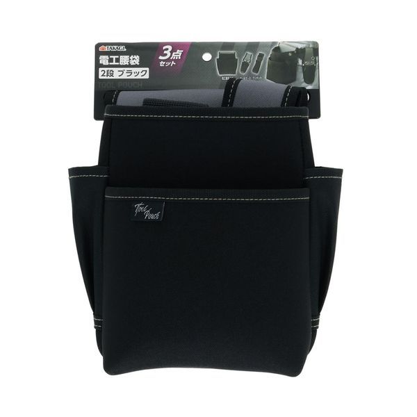 【商品説明】●規格：ブラック●工具などの収納に●製品重量 (g)：0●パッケージサイズ (W)×(H)×(D)mm：215 × 260 × 120●パッケージ重量 (g)：362●特徴：便利な3点セット●付属品・セット内容：電工腰袋2段×1...