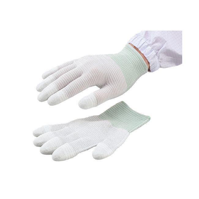 アズワンメーカーお問い合わせ：0120-700-875【商品説明】【仕様】材質：手袋／ナイロン100％（導電糸入り）、コーティング部／PU（ポリウレタン）●表面抵抗：10^8Ω/□≦●色（手首部）：グレー●サイズ：L●タイプ：指先コート●入...