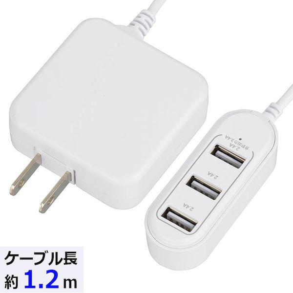 オーム電機メーカーお問い合わせ：0120-963-006【商品説明】特　徴●どのポートに接続してもAndroid/iPhone/iPadの接続機器を自動で見分けて最適な電力で急速充電●合計最大3.4Aの高出力で、最大3台の同時充電ができる（...