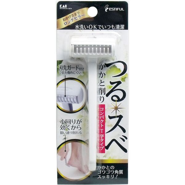 厚い角質層もしっかりケア！●刃先ガード付厚い角質層もしっかりケアできるカミソリ刃体を使用。ガード付なので研削力はそのままに肌を傷めにくい仕様です。●カス受けヘッド円筒形のヘッド部分に削りカスを保持。●水洗いが出来て清潔ステンレス製なので水洗...