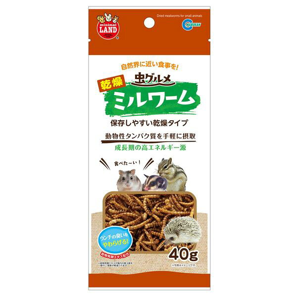 【商品説明】マルカン　サンライズ事業部　4906456565758　ML−166 虫グルメ 乾燥ミルワーム 40g乾燥タイプの高タンパクフード成長期の高エネルギー源保存しやすい乾燥タイプの高タンパクフード。成長期の高エネルギー源。カルシウム...