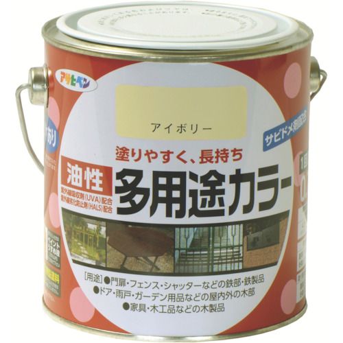 アサヒペンメーカーお問い合わせ：06-6930-5008【特長】●酸性雨・塩害・排気ガスに強い塗料です。●強力サビドメ剤配合で、鉄部をサビから守ります。【用途】●屋内外の木部・鉄部・トタン屋根やトタンベイ。(一部のトタンを除く)【仕様】●色...