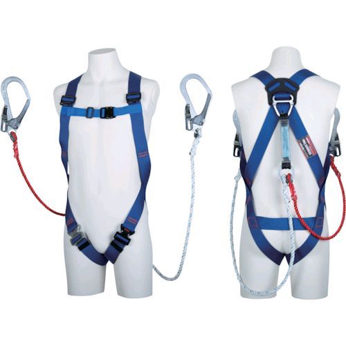 藤井電工メーカーお問い合わせ：0795-48-3360【特長】●必要最小限のベルト構成のシンプル設計で、抜群の動きやすさを実現しています。●安全性能を保ちながらもツヨロンハーネスシリーズの最軽量モデルです。●ロープ式のランヤードで、副ランヤ...