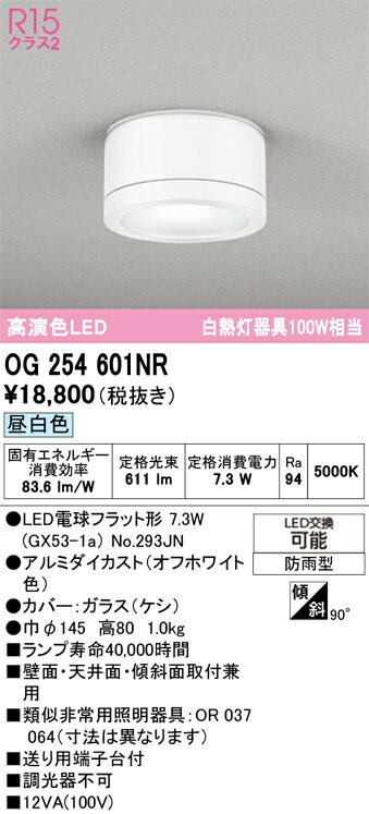 OG254601NROG254601NRポーチライト LED電気工事必要 畳数設定無し
