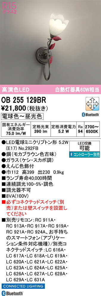 OB255129BROB255129BRブラケット 一般形 LED リモコン別売 自動点灯無し電気工事必要 畳数設定無し