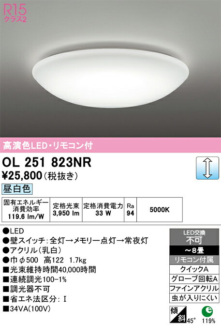 OL251823NROL251823NRこの商品は特価品の為、不良品等が発生した場合は必ず物物交換のみの対応になります。シーリングライト LED リモコン付簡単取付 6〜8畳取付方法： クイックA（クイック2）