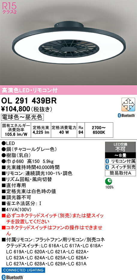 OL291439BROL291439BRシーリングファン LED リモコン付簡単取付 6〜8畳取付方法： 簡易取付A（簡易取付型）