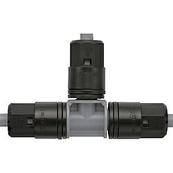 ■9mm水やりホースをT型（三方向）に接続や分岐する時に使用します。■ホースを差し込み、ロックナットをひねるだけで簡単にホースが接続できます。■工具なしでも取付け可能です。【用途】・散水用。【仕様】・適合ホース内径（mm）： 9・適合ホース...