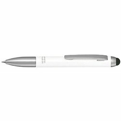 〔タッチペン／ボールペン：静電式〕スマートフォン／タブレット対応、ツイスト式油性ボールペン付タッチペン。（ホワイト）■ ボールペン付で感度に優れた金属軸を採用しながらも抜群のコストパフォーマンス。■ 軸にアルミ素材・ソフト導電性シリコンゴム...