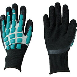 ■発泡ゴムコートの作業性が良いソフトタイプです。■手甲に施されたゴムスポンジにより、打ち損じなどの衝撃を軽減します。【用途】・振動作業。【仕様】・色： ブラック/グリーン・サイズ： L・ゲージ数： 10・全長（cm）： 24.5・手のひら周...