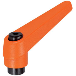 ■位置調節付クランピングレバーです。【製品仕様】■ねじ寸法:M8×1.25■ねじ深さ(mm):10■回し半径(mm):62■めねじタイプ■■材質／仕上げ：　ねじ:スチール　レバー:亜鉛ダイカスト ■原産国:ドイツ■質量:67G位置調節付クラ...