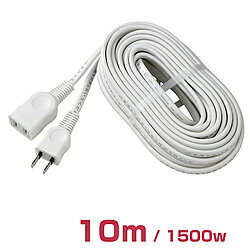 ●熱に強い●割れにくい●定格　AC125V　15A●最大定格電力：1500Wまで●コード長：10m●カラー：ホワイト本体サイズ(高さ×幅×奥行)約270×140×45mm本体重量約745g長さ10.0m口数1個口スイッチタイプスイッチ無プラ...