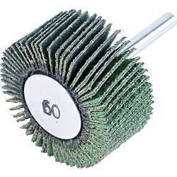 ■研削スピードが通常の2倍・研削量も2倍以上のスピード＆耐久性があるフラップホイールです。■フラップを斜め植えつけしています。■ジルコニア砥材を使用しているので重研削と長寿命です。【用途】・サビ落とし、バリ取り、パイプの内面研磨。・金属の曲...