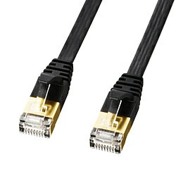 【5m】【CAT7】【10GBASE-T】【より線】【ストレート結線】【ラッチカバー付き】10GBASE完全対応。耐ノイズで1.9mmの薄さを実現したカテゴリ7対応のウルトラフラットLANケーブル。（5m・ブラック） ●エンハンスドカテゴリ...