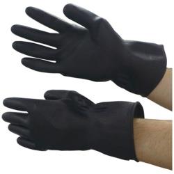 ■突き刺し、引き裂きに強く柔らかい天然ゴム製です。■手袋内面は特殊パイル加工により着脱がスムーズです。【用途】・清掃作業など。【仕様】・色： ブラック・サイズ： LL・全長（cm）： 28.8・手のひら周り（cm）： 25.0・中指長さ（c...