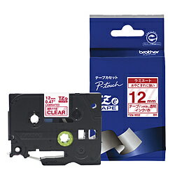 ■光を反射しにくいマットタイプのテープです。（透明（つや消し）テープ／赤文字／12mm幅／8m）※画像はイメージです。実際のラベル色とは若干異なる場合がございます。対応ブランド名ピータッチ長さ8mブラザーラベルライターP-touch用スペア...