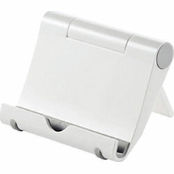 〔iPad用：スタンド〕iPad用、角度調節可能な折りたたみ式のコンパクトスタンド。（ホワイト）■ 角度調整が可能なコンパクトiPadスタンドです。■ 折りたたむことでコンパクトに持ち歩くことができます。■ スタンドのカバーを取り外すと、ケ...