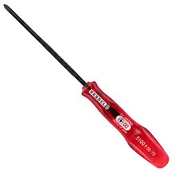 細軸・ロングタイプです。早回しに便利なローレット加工付です。柄は、アセテート樹脂、エルゴノミックデザインになっています。仕様●サイズ： （+）NO.00。●軸長： 75mm。材質●クロームバナジューム鋼。●柄： アセテート樹脂。注意事項細軸...