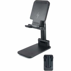 厚さ30mmまでコンパクトに畳める、ワイヤレス充電付き（iPhone最大7.5W　Android最大10W）スタンド。厚さ30mmまでコンパクトに畳める、ワイヤレス充電付き（iPhone最大7.5W　Android最大10W）スタンド。