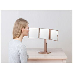 特許取得のナピュアミラー鏡の向き・角度・高さの調節が可能2倍拡大鏡付き小型3面鏡