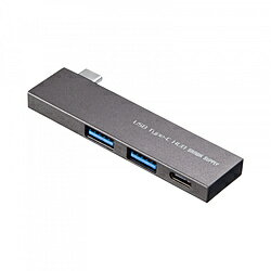 USB Type-Cコネクタ搭載のUSB3.2 Gen1×2ポート、USB Type-C×1ポートの超スリムなコンボタイプ。シルバー。「USB Type-C 3ポートスリムハブ」■パソコンに直付けできる超スリムなUSB Type-Cハブです...