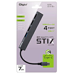 極薄7.4mmのアルミボディ「アルミ極薄USBハブ STIXシリーズ USB3.2Gen1+2.0 Type-C 4ポート変換ハブ」■持ち運びしやすい極薄極細で強靭なアルミボディの USBハブ。■Type-Cの PCに USB Aの機器を変...