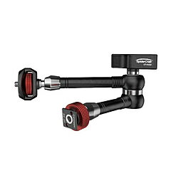 中央関節部のネジ1つの調節で両アームの角度とコールドシューアダプター部、1/4インチネジ部の両ボールヘッドを固定でき、素早く好みの角度で固定できるマジックアームです。本体材質は、堅牢性と耐久性に優れたアルミニウム＋ステンレス製です。■撮影に...