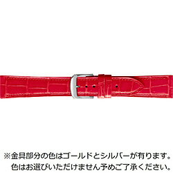 シリーズ/愛称グレーシャス-パレットクロコ色レッドカン幅20mm美錠幅18mm素材クロコダイル[シャイニング]ステンレス美錠、ラバータイプ裏面(ステッチなし)