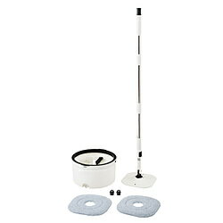 汚水分離設計タンクで、キレイが続く回転モップ。◆汚水分離設計タンクバケツ内のブラシで汚れを落とし汚れた水は排水タンクへ流れる仕組み。常に浄水タンクのきれいな水で洗って掃除できる！◆モップを上下に動かして、カンタン洗浄！モップヘッドを中央に押...