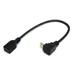 USBケーブル miniB 上L型（オス）-miniB（メス） 20cmケーブル長0.2m形状mini USB → mini USB仕様1［端子］USB mini B(メス) - USB mini B(上L型 オス)［ケーブル長］約20cm...
