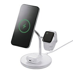 対応するiPhone・Apple Watch・AirPodsを同時に充電できる、3in1 ワイヤレス充電スタンドです。最大出力15WでiPhoneを充電できます。 Apple正規認証であるMade for MagSafe/Apple Wat...