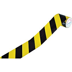 ■貼り付けるとトラ模様になるテープです。【製品仕様】■サイズ:90mm幅×10m×0.15mm■カラー:黄/黒■【材質／仕上げ】　材　質: 反射シートテープ（アクリル系フィルム） ■原産国:■質量: