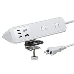 ●デスクの縁にしっかり固定できるクランプ式で、省スペースかつ安定した設置が可能です。●USB-Cポート3つとUSB-Aポート1つを備え、最大65WのPD対応でノートPCなども素早く充電できます。●AC差し込み口は斜め設計で、抜き差しがしやす...