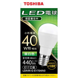 LED電球　口金E17　ミニクリプトン形　調光非対応　全光束440lm　昼白色　配光角ビーム角180度　40W相当本体サイズ（高さ×幅×奥行）69mm×35mm×35mm本体重量28g定格消費電力3.8W全光束440lmビームの開き180°...