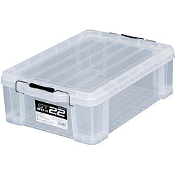 ■スタッキング（積み重ね）でき便利です。（当社品番＃22，＃45）■フタにcm単位の便利な目盛り付です。■内容物が見やすいナチュラルカラー【用途】・工具や大工道具、アウトドア用品などの収納に便利。【仕様】・容量（L）： 23・色： クリア・...